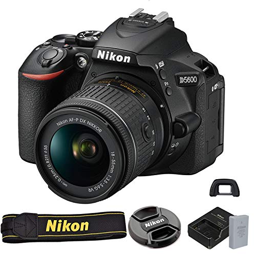 Nikon D5600 DSLR Camera with 18-55mm VR and 70-300mm Lenses + 128GB Card, Tripod, Flash, and More (20pc Bundle)