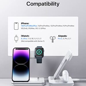 Intoval Wireless Charger, 3 in 1 Charger for iPhone/iWatch/Airpods, Qi-Certified Charging Station for iPhone 14/13/12/11/Pro/Max/XS/Max/XR/XS/X, iWatch 7/6/SE/5/4/3/2, Airpods Pro/3/2/1 (Z5,White)