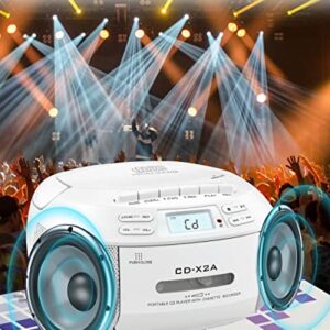 Greadio CD Player Boombox Cassette Player Combo with Bluetooth,AM/FM Radio,Stereo Sound with Remote Control,AUX/USB Drive,Tape Recording,AC/DC Powered,Headphone Jack,LCD Display for Home,Kids,Gift