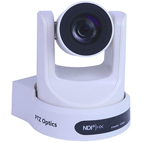 PTZOptics 30X-NDI Broadcast and Conference Camera (White) (PT30X-NDI-WH) + SuperJoy IP and Serial Controller + Universal Wall Mount Bracket (White) - Camera, Mount and Joystick Controller Bundle