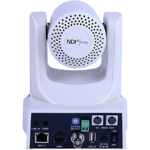 PTZOptics 30X-NDI Broadcast and Conference Camera (White) (PT30X-NDI-WH) + SuperJoy IP and Serial Controller + Universal Wall Mount Bracket (White) - Camera, Mount and Joystick Controller Bundle