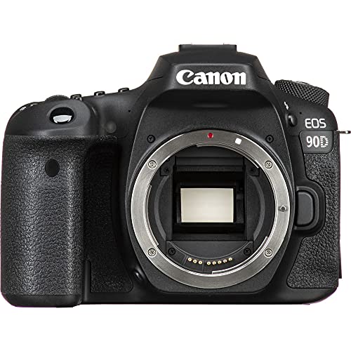 Canon EOS 90D DSLR Camera (Body Only) (3616C002) + 64GB Memory Card + Case + Card Reader + Flex Tripod + Hand Strap + Cap Keeper + Memory Wallet + Cleaning Kit (Renewed)