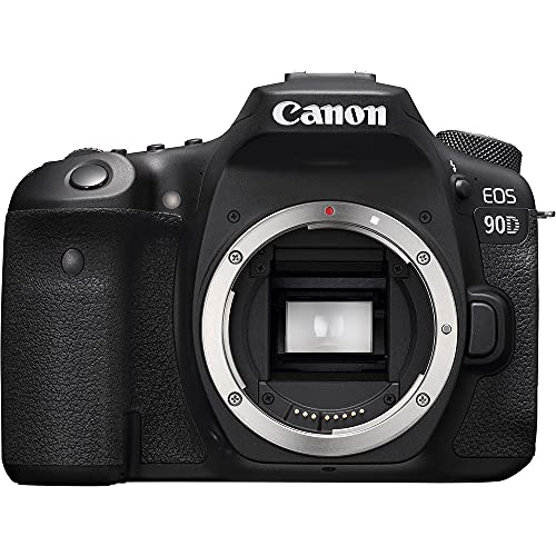 Canon EOS 90D DSLR Camera (Body Only) (3616C002) + 64GB Memory Card + Case + Card Reader + Flex Tripod + Hand Strap + Cap Keeper + Memory Wallet + Cleaning Kit (Renewed)