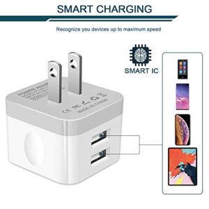 2Pack USB Wall Charger Plug, AILKIN 2.4A Dual Port USB Adapter Power Cube Fast Charging Station Box Base Replacement for iPhone 14 13 12 Pro Max SE 11 XR XS X/8, Samsung, Phones USB Charge Block-White