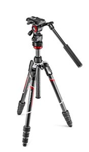 manfrotto mvkbfrtc-liveus befree live carbon fiber video tripod kit with fluid head, m-lock twist leg locks, black