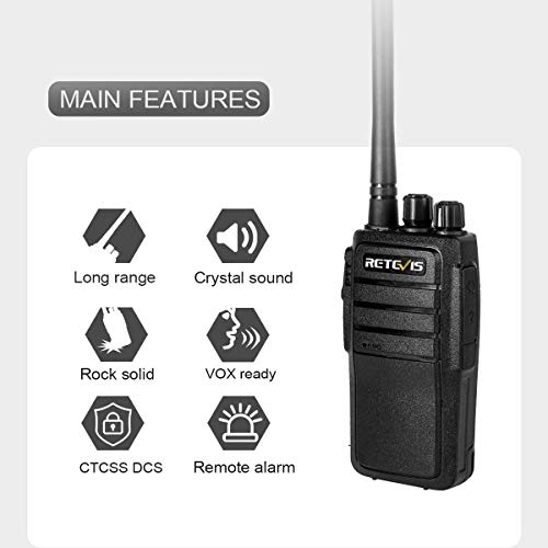 Retevis RT21 2 Way Radio Long Range, Walkie Talkies for Adults, Heavy Duty Rechargeable Two Way Radios with Six-Way Charger, for Manufacturing Education Government(6 Pack)