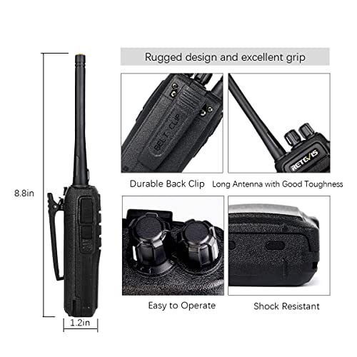 Retevis RT21 2 Way Radio Long Range, Walkie Talkies for Adults, Heavy Duty Rechargeable Two Way Radios with Six-Way Charger, for Manufacturing Education Government(6 Pack)