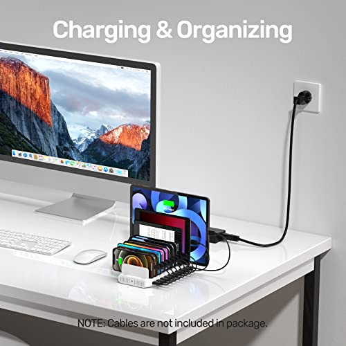 Unitek Multi Charging Station, 10-Port USB Charger for Multiple Device with SmartIC Tech and Adjustable Dividers, Organizer Stand Compatible with iPad, Tablet, Kindle, iPhone