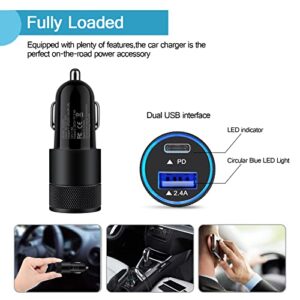 USB C Samsung Phone Android Fast Charging Dual Port Car Charger Cigarette Lighter Adapter Type C USB Charger for Samsung Galaxy A13 5G,A14 A03s,A02S,S23 S21 S20 FE,A53,S22,A73,A01,A12,Note 21