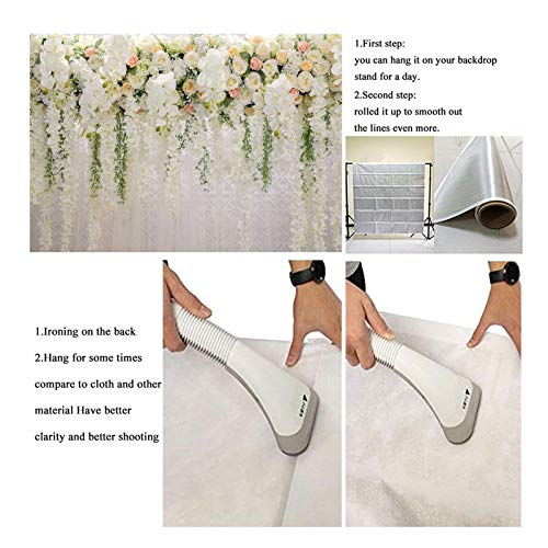 White Rose Floral Theme Photography Backdrops Bridal Shower Wedding Flowers Photo Background Baby Girl Birthday Party Portrait Dessert Cake Table Decor Photo Booth Studio Props 7x5ft Vinyl