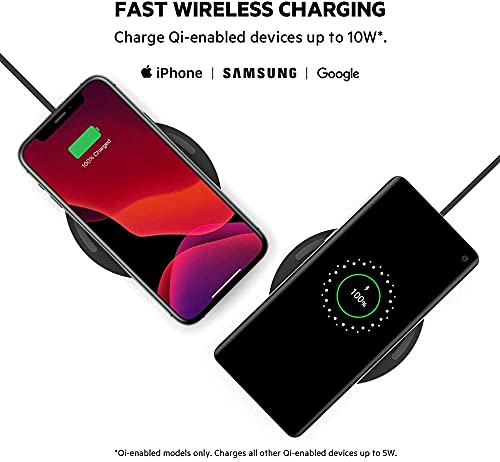 Belkin Wireless Charger - Qi-Certified 10W Max Fast Charging Pad - Quick Charge Cordless Flat Charger - Universal Qi Compatibility for iPhone, Samsung Galaxy, AirPods, Google Pixel, and more