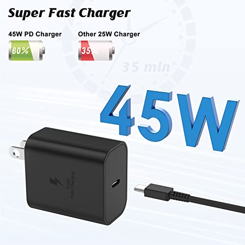 45W USB C Super Fast Charger,USB C Wall Charging Block Adapter and 6ft Android Phone Charger Cable Type C for Samsung Galaxy S23 Ultra/S23/S23+/S22 Ultra/S22+/S22 Plus/S21+/S20/Note20 Ultra/Note10+