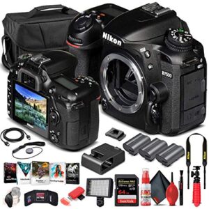 nikon d7500 dslr camera (body only) (1581) + 64gb memory card + case + corel photo software + 2 x en-el 15 battery + card reader + led light + hdmi cable + cleaning set + flex tripod + more (renewed)