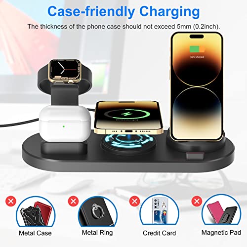 Wireless Charger 4 in 1 Magnetic Charging Station for All Apple Watch Series,Airpods 3/2/1 Airpods Pro 2/1 Charging Dock for iPhone 14/14 Plus/13/12/11 Pro/Pro Max/X/Xs Max