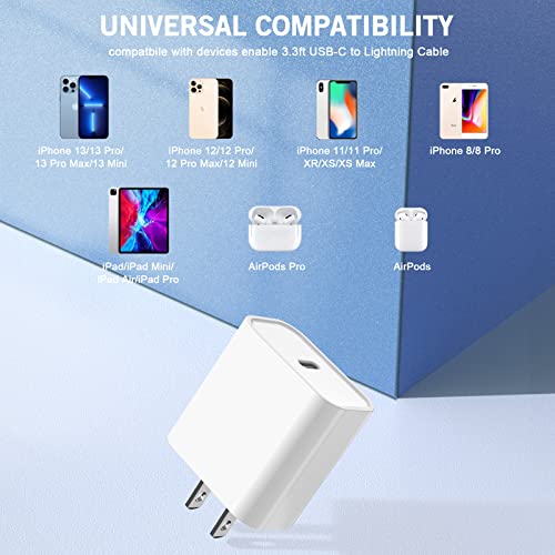 iPhone Fast charger, 20W[Apple MFi Certified] USB Type C Fast Charging Block Power Delivery Apple Fast Charger Lightning Charger with 3.3ft Lightning Cable for iPhone 13 Pro Max Mini 12 Pro 11 XS X XR