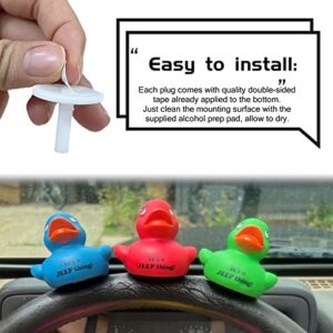 TEYOUYI 4pcs Duck Plug - Rubber Duck Mount,Flock Locker Rubber Duck Holder for Jeep Dash and Fixed Display,Gift for Jeep Lover,White（Excluding Rubber Duck） Black