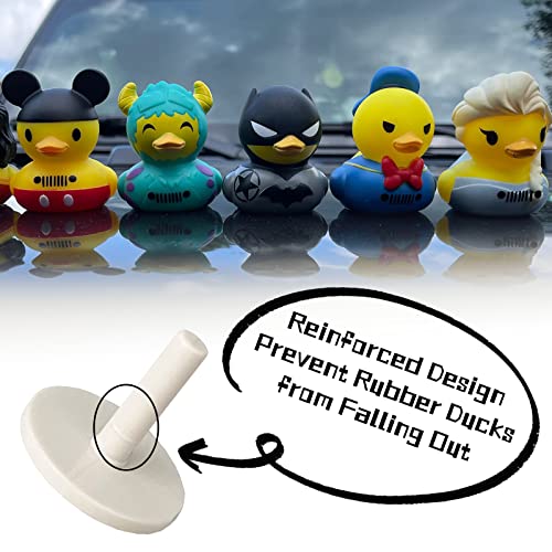 TEYOUYI 4pcs Duck Plug - Rubber Duck Mount,Flock Locker Rubber Duck Holder for Jeep Dash and Fixed Display,Gift for Jeep Lover,White（Excluding Rubber Duck） Black