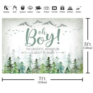 Aperturee Adventure Awaits Baby Shower Backdrop 7x5ft Oh Boy Let The Adventure Begin Pine Tree Mountain Wilderness Adventure Woodland Photography Background Forest Party Decorations Photo Booth Props