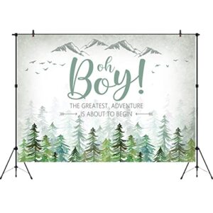 Aperturee Adventure Awaits Baby Shower Backdrop 7x5ft Oh Boy Let The Adventure Begin Pine Tree Mountain Wilderness Adventure Woodland Photography Background Forest Party Decorations Photo Booth Props