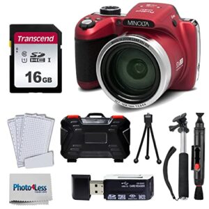 minolta mn53 digital camera + 16gb memory card + top value accessory bundle! (red)