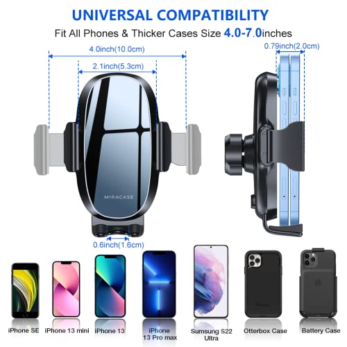 Miracase [Upgraded] Car Phone Mount, Air Vent Cell Phone Holder for Car, Universal Car Phone Holder Cradle Compatible with iPhone 14 Series/14 Pro Max/iPhone 13 Series/iPhone 12/11/XR and More