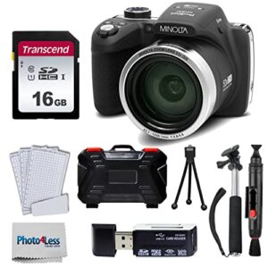 minolta mn53 digital camera + 16gb memory card + top value accessory bundle! (black)