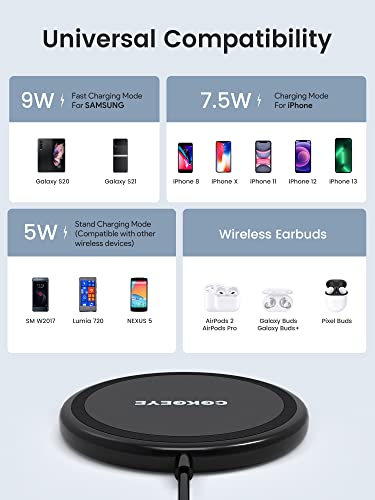 Wireless Charger, 15W Max Fast Wireless Charging Pad 2-Pack Compatible with iPhone 13/13 Pro/13 Mini/13 ProMax/12/SE/11/Samsung Galaxy S21/S20/Note 10/Edge Note 20Ultra/S10, AirPods Pro