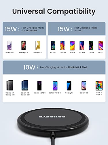 Wireless Charger, 15W Max Fast Wireless Charging Pad 2-Pack Compatible with iPhone 13/13 Pro/13 Mini/13 ProMax/12/SE/11/Samsung Galaxy S21/S20/Note 10/Edge Note 20Ultra/S10, AirPods Pro