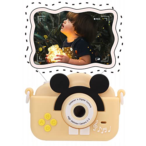 Entatial Kids Photo Video Camera, High Definition Kids Digital Camera Multifunctional Comfortable for Kids for Gifts(Beige)