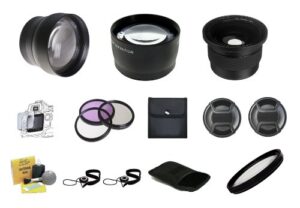 professional high definition lens accessory package for sony alph nex cameras – 40.5mm & 49mm – (nex-3 series nex-5 series nex-6 series nex-7 series) includes: 2.2x telephoto lens + 0.43x wide angle + 0.42x fish-eye lens + (+10) close-up lens + 3 essentia