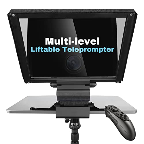 ILOKNZI i7 /12 inch Teleprompter with Remote Control, Adjustable Camera mounting Platform Aluminum Made for 12.9" Tablets Rotatable Tempered Optical Glass Includes Carry case.