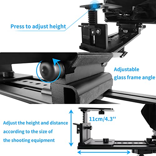 ILOKNZI i7 /12 inch Teleprompter with Remote Control, Adjustable Camera mounting Platform Aluminum Made for 12.9" Tablets Rotatable Tempered Optical Glass Includes Carry case.