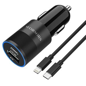 35w usb c fast car charger [apple mfi certified] for iphone 14 pro/14 pro max/14 plus, iphone 13/12/11/mini/xs/xr/8/se, ipad, 20w pd3.0 rapid charging adapter + 3ft type c to lightning cable cord