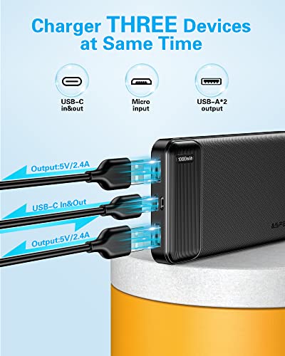 AsperX 2-Pack 10000mAh USB C Output Portable Charger Power Bank Fast Charging, Portable Phone Charger External Battery Pack for iPhone, Samsung, Huawei, and More[2023 Upgrade]