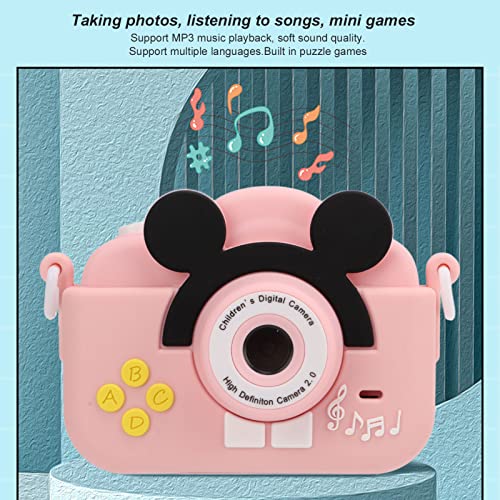 Entatial Kids Photo Video Camera, High Definition Kids Digital Camera Multifunctional Comfortable for Kids for Gifts(Pink)