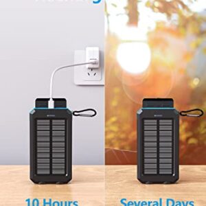 Portable Charger Solar Power Bank 25000mAh Waterproof External Battery Pack with Dual 5V USB Outputs for All Cellphones, Tablets Electronic Devices, Bright LED Flashlight Perfect for Camping & Hiking