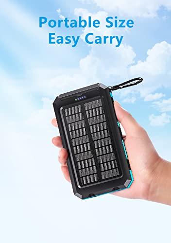 Portable Charger Solar Power Bank 25000mAh Waterproof External Battery Pack with Dual 5V USB Outputs for All Cellphones, Tablets Electronic Devices, Bright LED Flashlight Perfect for Camping & Hiking