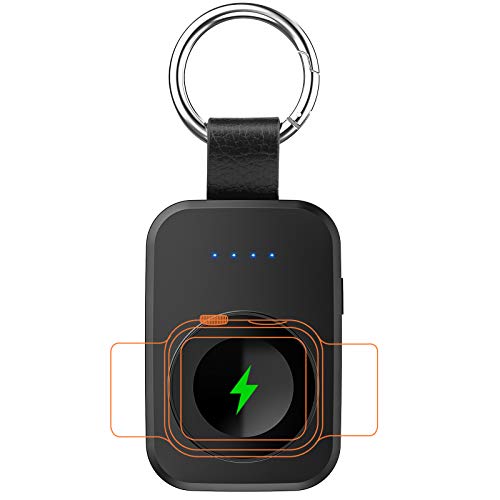 Portable Wireless Charger Compatible for Apple Watch Series 8/UItra/7/6/5/4/3/2/SE/Nike, Compact Magnetic iWatch Charger 1000mAh Extra Power Bank Keychain Style Gift Your Father Mother Birthday-Black