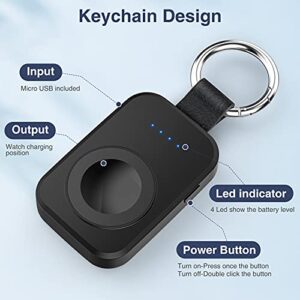 Portable Wireless Charger Compatible for Apple Watch Series 8/UItra/7/6/5/4/3/2/SE/Nike, Compact Magnetic iWatch Charger 1000mAh Extra Power Bank Keychain Style Gift Your Father Mother Birthday-Black