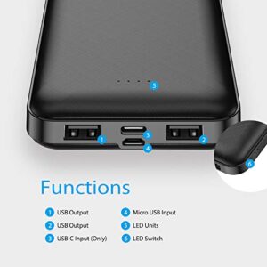 2-Pack Miady 15000mAh Portable Charger, Power Bank/w Two 5V/2A USB Output Ports and USB C Fast Input, Portable Phone Charger Compatible with iPhones, Android Smartphones and More