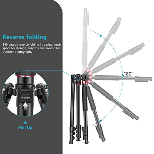 Neewer 2-in-1 Aluminum Alloy Camera Tripod Monopod 71.2"/181 cm with 1/4 and 3/8 inch Screws Fluid Drag Pan Head and Carry Bag for Nikon Canon DSLR Cameras Video Camcorders Load up to 17.6 pounds