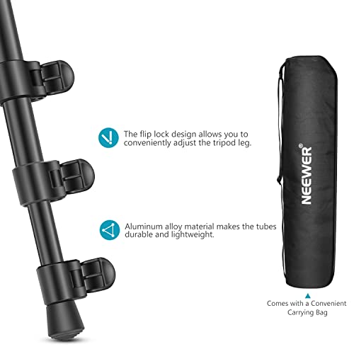 Neewer 2-in-1 Aluminum Alloy Camera Tripod Monopod 71.2"/181 cm with 1/4 and 3/8 inch Screws Fluid Drag Pan Head and Carry Bag for Nikon Canon DSLR Cameras Video Camcorders Load up to 17.6 pounds