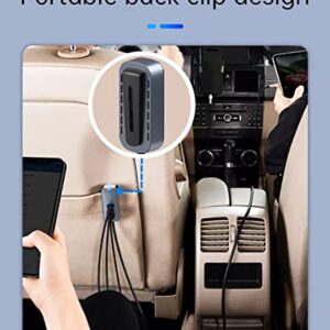 Impulsiqs 6 Port USB C Car Charger Adapter – 75W Car USB Charger Multi Port 5 ft Backseat Extension - 12v Cigarette Lighter USB Charger Plug - Super Fast Type C PD3.0 QC3.0 Compatible with iPhone