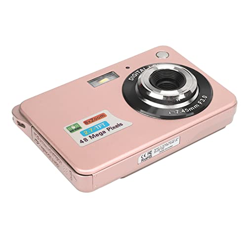 Compact Camera, 48MP Digital Camera 4K Built in Fill Light Anti Shake Rechargeable for Shooting (Pink)