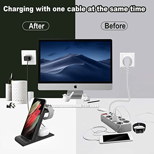 Upgraded Wireless Charging Station Compatible for Samsung Wireless Charger Magnet Galaxy Watch 5 Pro/4/3 Active 2/1 Galaxy S23/22/S21/S20/S10/e/Note 20/10/9/Z Flip 4/3 Fold 4/3 Galaxy Buds2 Pro/Live