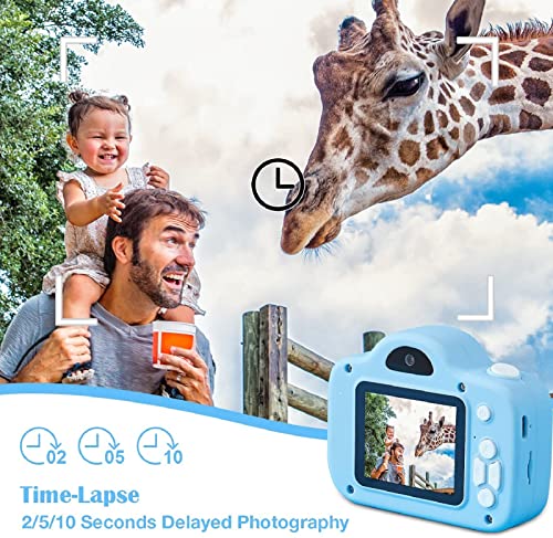 Usbinx 𝐂𝐡𝐢𝐥𝐝𝐫𝐞𝐧 Camera Photo 1080P 𝐊𝐢𝐝𝐬 Video Cartoon Digital Cameras Recorder with 32GB SD Card Anti-Fall 𝐁𝐨𝐲𝐬 & 𝐆𝐢𝐫𝐥𝐬 Photography Toy with MP3 Player (Blue)