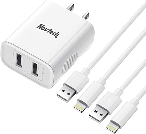 iPhone Charger Wall Plug -MFi Certified Dual USB Wall Charger Block Adapter with 2Pack 6FT USB to Lightning Cables 2.4A for iPhone 14 13 12 11 Pro Max Mini XR Xs X 8 7 6S 6 Plus 5s SE iPad (White)