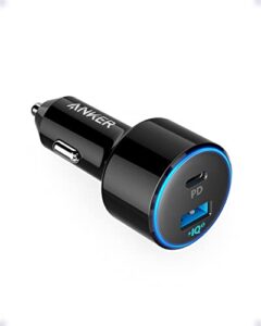 anker usb c car charger, 49.5w powerdrive speed+ 2 adapter with one 30w pd port for iphone 14 13 12 11 pro max mini x xs, s10/s9, macbook air, ipad pro,and one 19.5w fast charge port for s8 and more