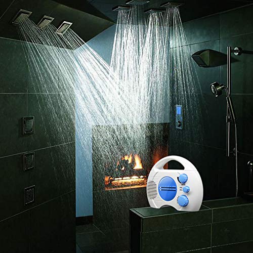 aner Waterproof Shower Radio, Mini Portable AM FM Shower Radio Built in Speaker Audio High Definition for Bathroom Kitchen, Outdoor Use