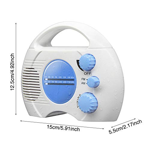 aner Waterproof Shower Radio, Mini Portable AM FM Shower Radio Built in Speaker Audio High Definition for Bathroom Kitchen, Outdoor Use